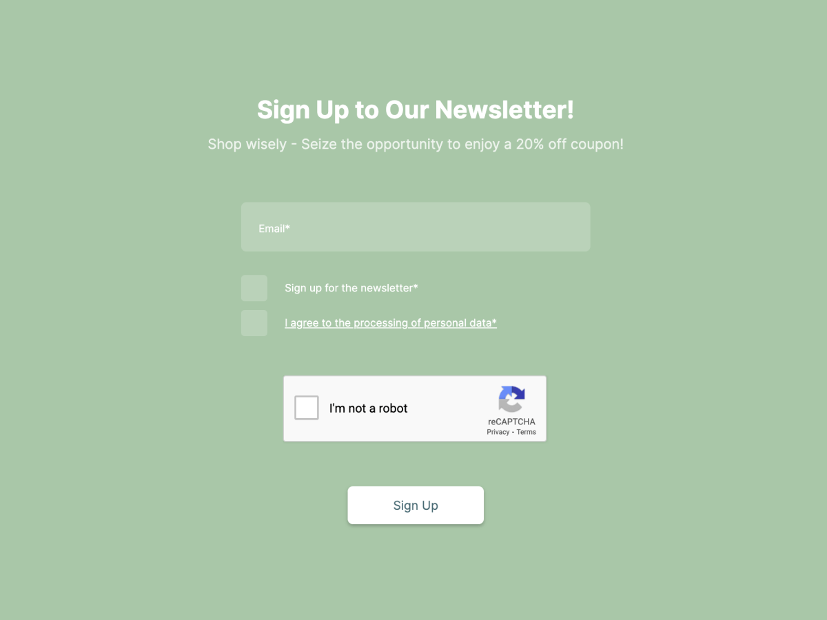 Newsletter Signup Form for Ecommerce | involve.me